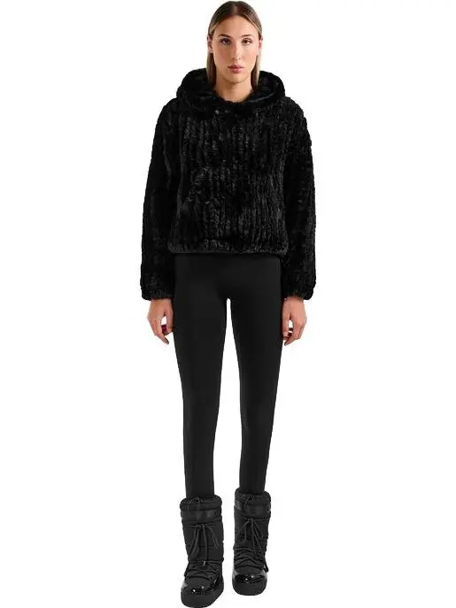 Rudsak Faux Fur Knit Hoodie - Black