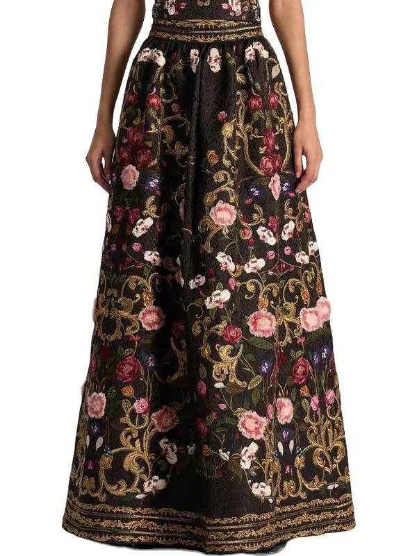 Alice + Olivia Tina Embroidered Ballgown Skirt - Floral