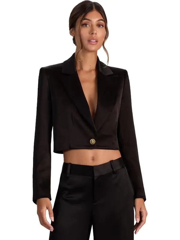 Alice + Olivia Ines Cropped Boxy Blazer - Black
