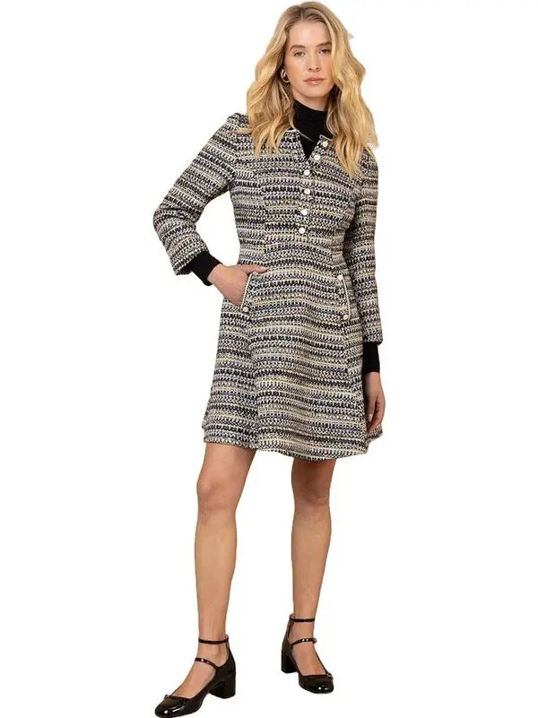 Hale Bob Austyn Boucle Tweed Mini Dress - Black