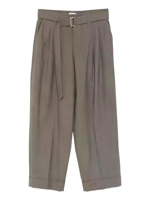 Brunello Cucinelli Belted Pleated Trousers - Grey