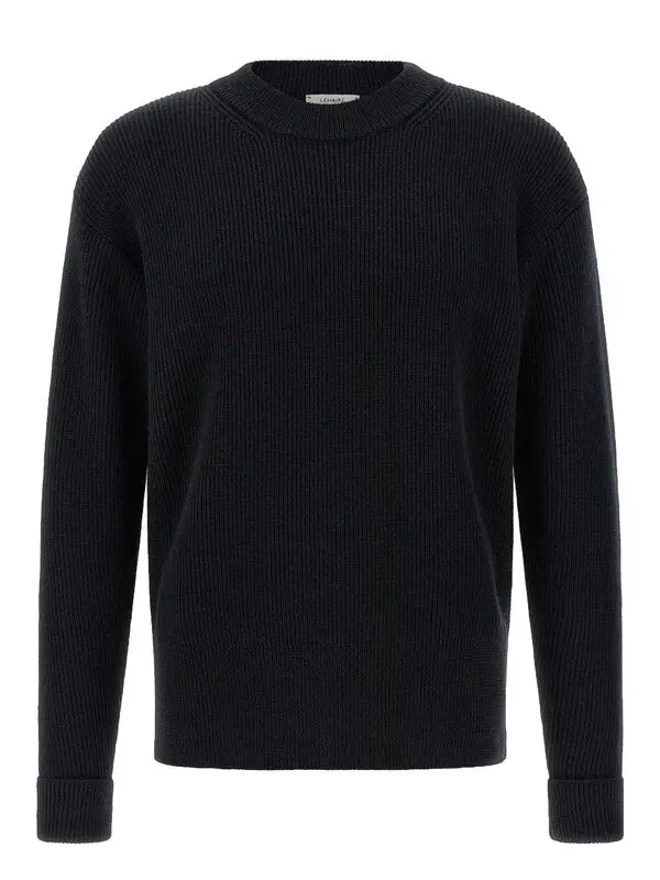 LEMAIRE Ribbed Wool Crewneck Sweater - Black