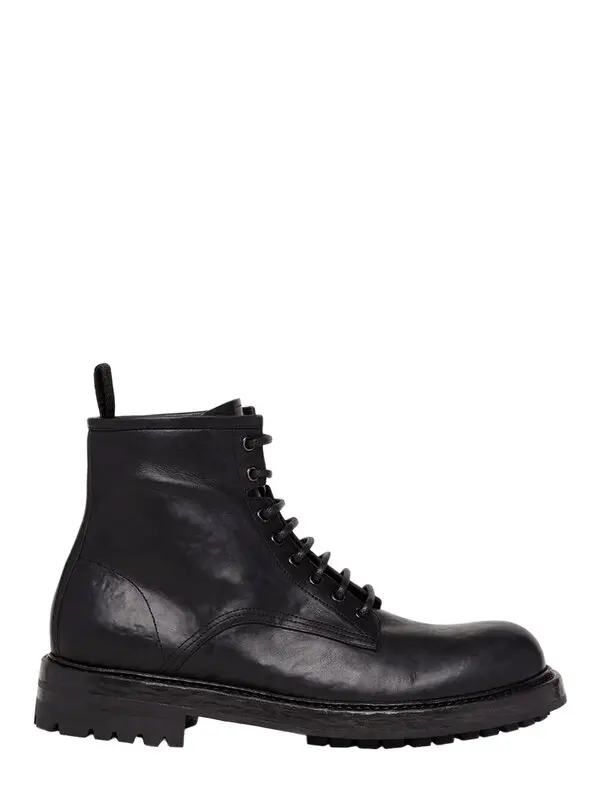 Dolce & Gabbana Elba Vachetta Leather Combat Boots - Black