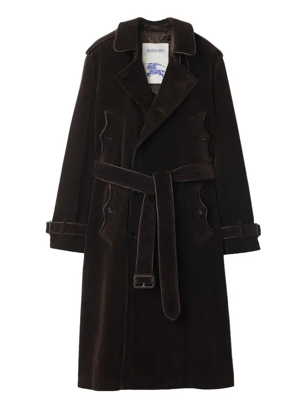 Burberry Long Corduroy Trench Coat - Clove Brown