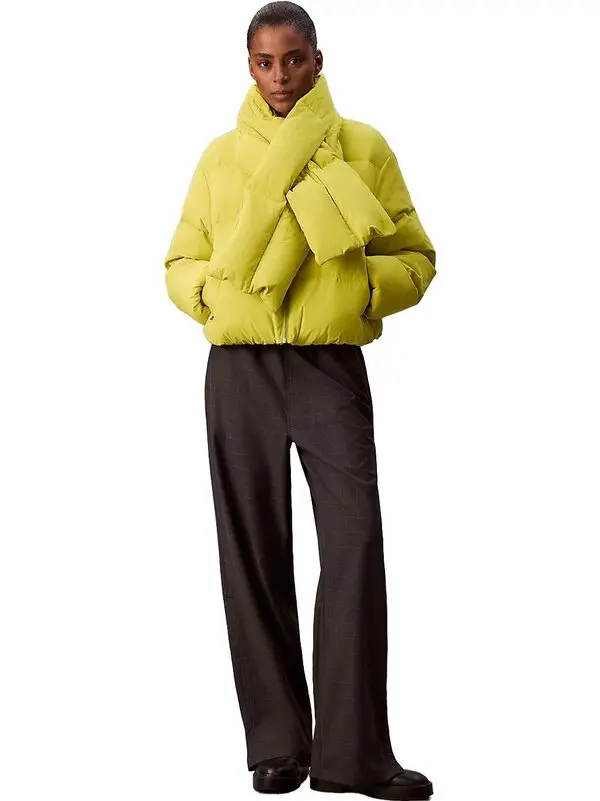 Calvin Klein Short Puffer Jacket With Scarf - Fragile Sprout