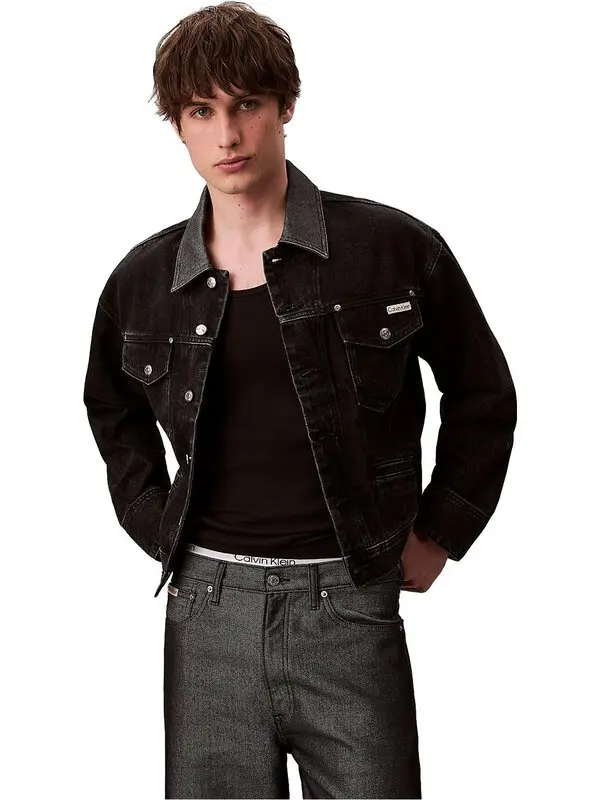 Calvin Klein 80s Icon Trucker Jacket - Black Shine