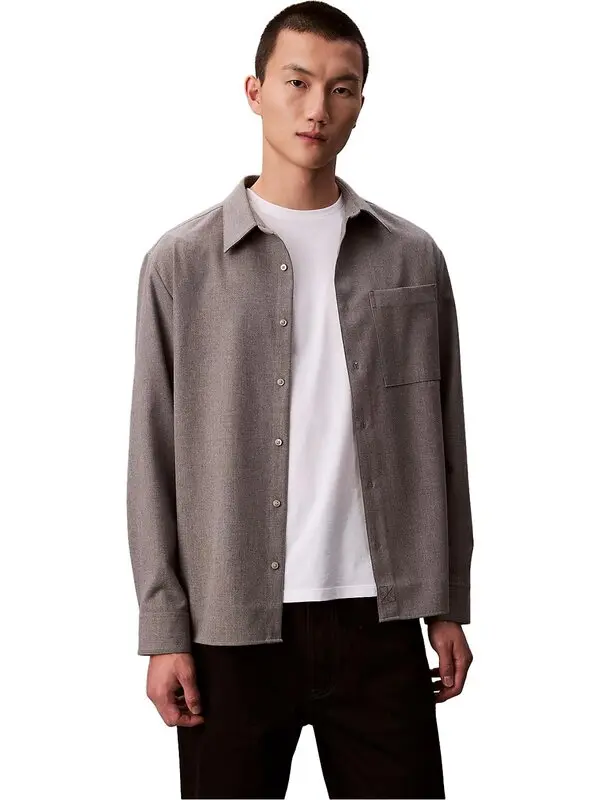Calvin Klein Wool Blend Relaxed Button-down Shirt - Grey