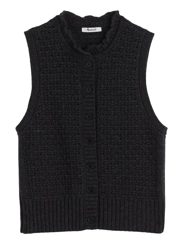 Madewell Ruffled Sleeveless Cardigan Top - Charcoal