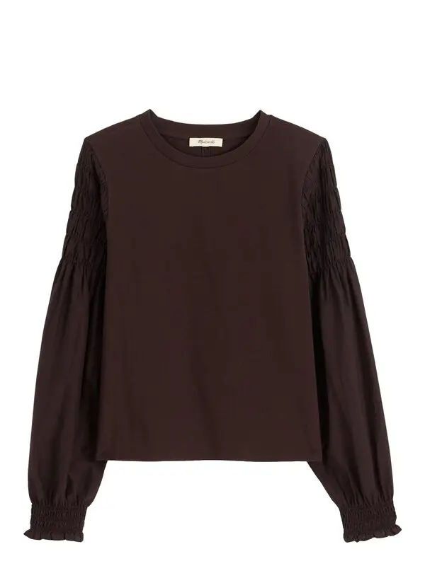 Madewell Smocked Long-sleeve Tee - Black Walnut