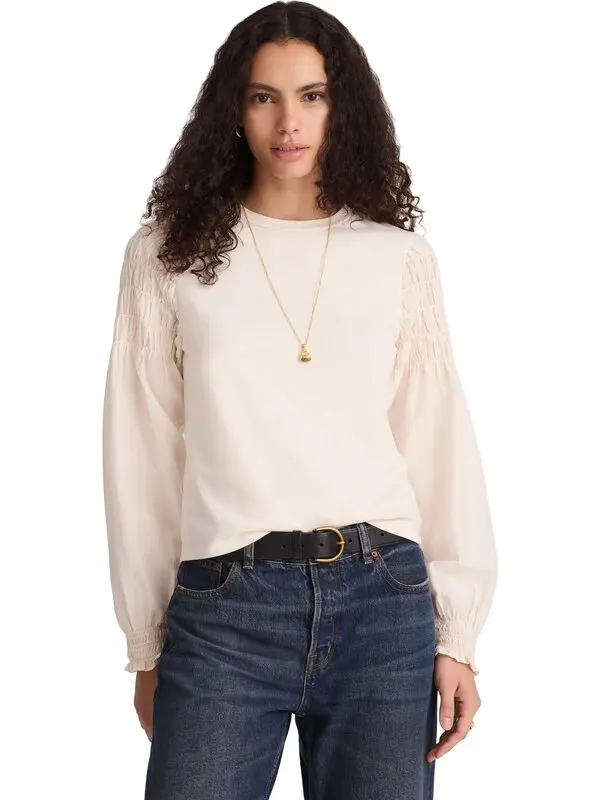 Madewell Smocked Long-sleeve Tee - Vintage Ivory
