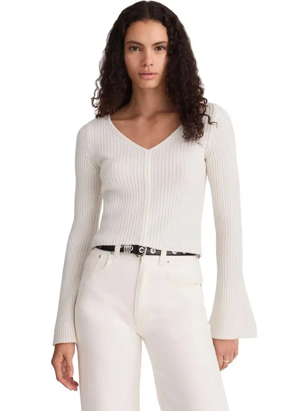 Madewell Ribbed Merino Wool Sweater Top - Ivory