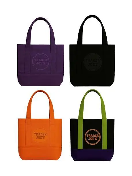 TRADER JOE'S Mini Canvas Tote Bags Set Of 4 - Halloween