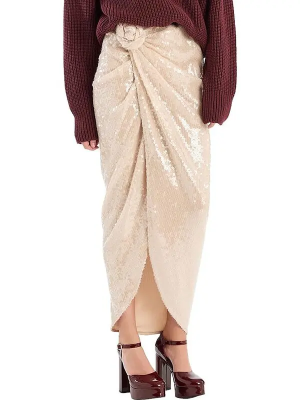 Remain Birger Christensen Sequined Maxi Skirt - Nougat