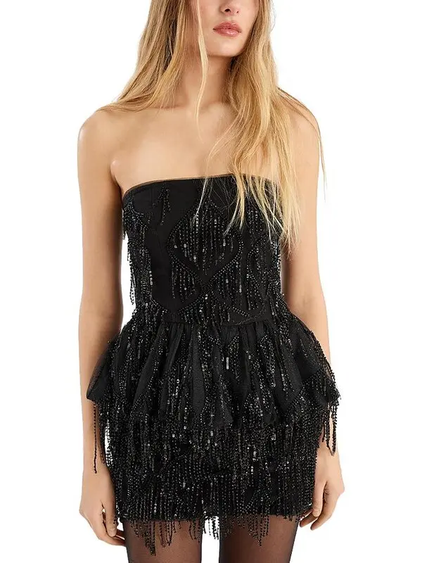 ROTATE BY BIRGER CHRISTENSEN Sequin Bubble Top - Black