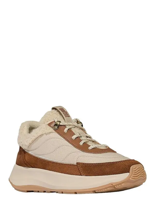 Fitflop F-mode Flow Shearling Mix Sneakers - Deep Tan/camel