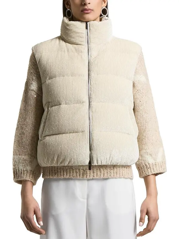 Peserico Stand Collar Puffer Vest - Chalk White