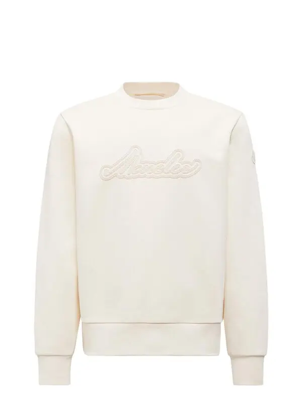Moncler Cursive Logo Cotton Sweatshirt - White