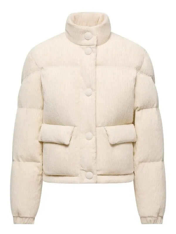 Moncler Aliminia Velvet Short Down Jacket - White