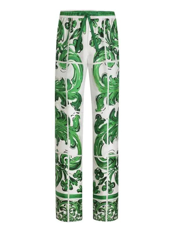Dolce & Gabbana Majolica Silk Twill Vanity Trousers - Print