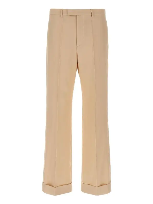 Valentino Garavani Formal Wool Gabardine Trousers - Beige
