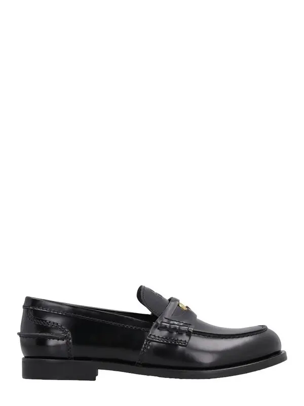 Miu Miu Brushed Leather Loafers - Black