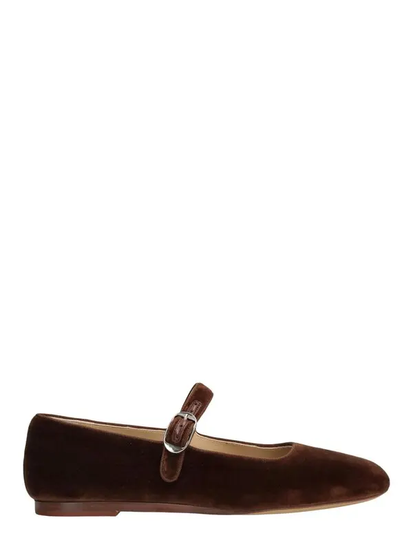 Le Monde Beryl Velvet Mary Jane Ballet Flats - Brown