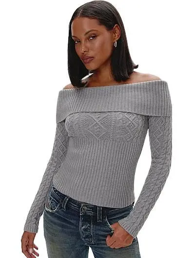 Victoria's Secret Frankies Bikinis Jazz Cable Knit Sweater - Grey