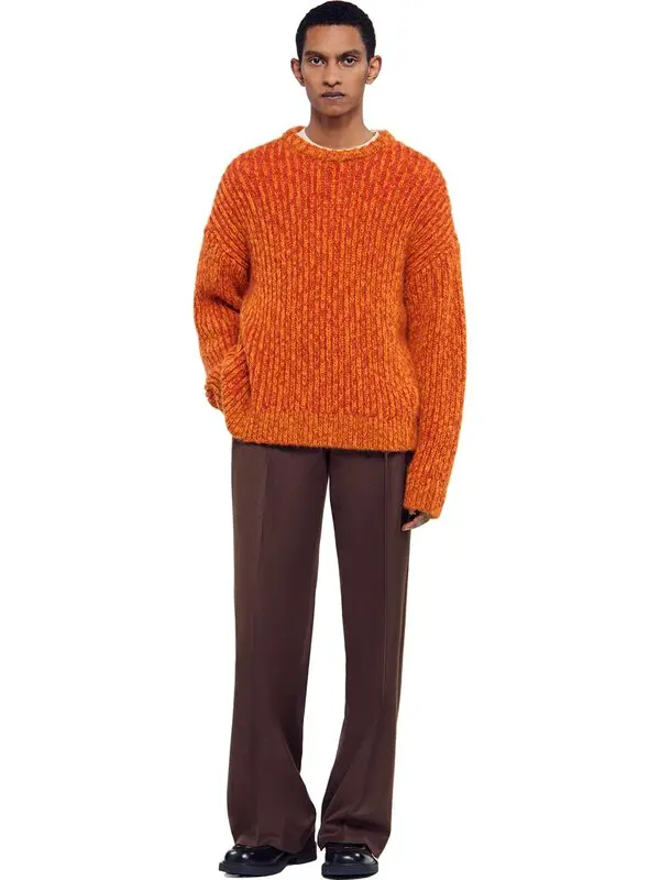Sandro Chunky Knit Round Neck Sweater - Rust