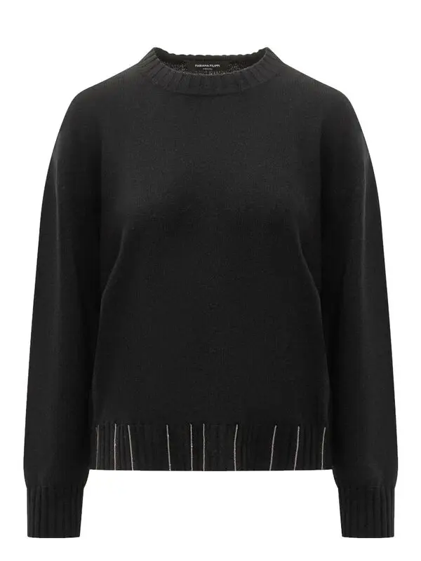 Fabiana Filippi Crew Neck Sweater With Luminous Details - Black