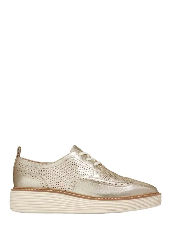 Cole Haan Riginalgrand Platform Wingtip Oxfords - Gold Talca-ivory