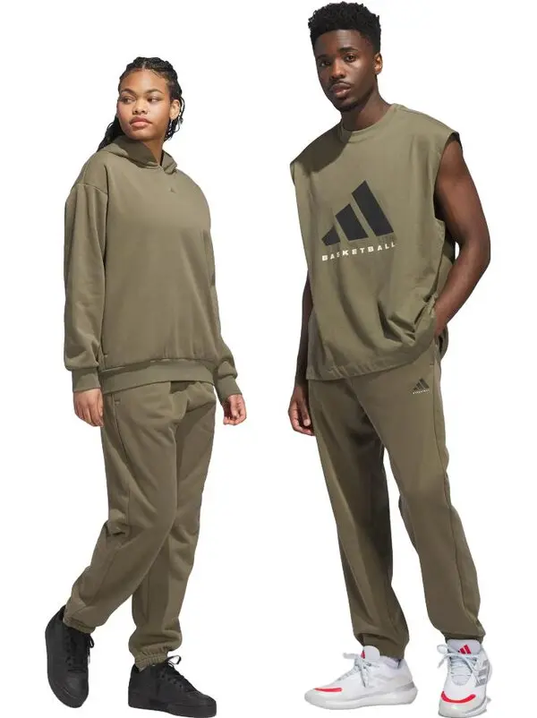 Adidas Basketball Fleece Joggers - Olive Strata