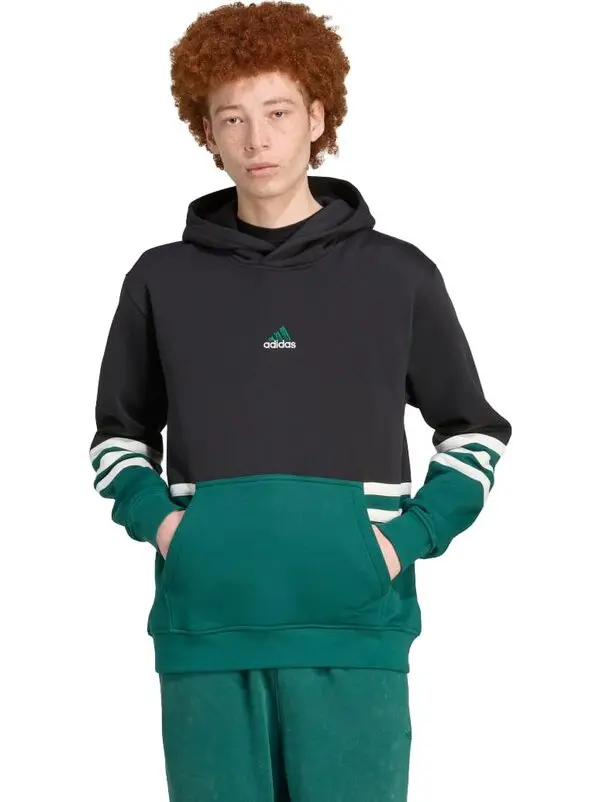 Adidas Archive Cutline Hoodie - Black / Collegiate Green
