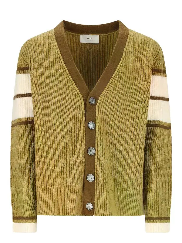 Ami College V-neck Cardigan - Green