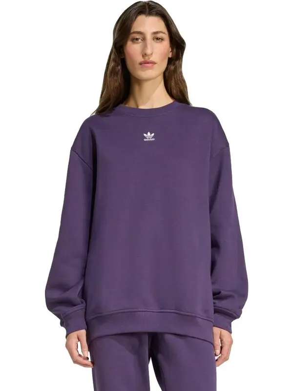 Adidas Essentials Fleece Long Oversized Crew Sweatshirt - Aurora Plum