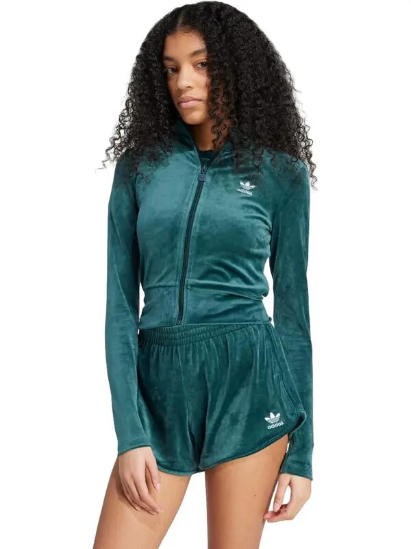Adidas Essentials Velvet Fitted Track Top - Aurora Ivy