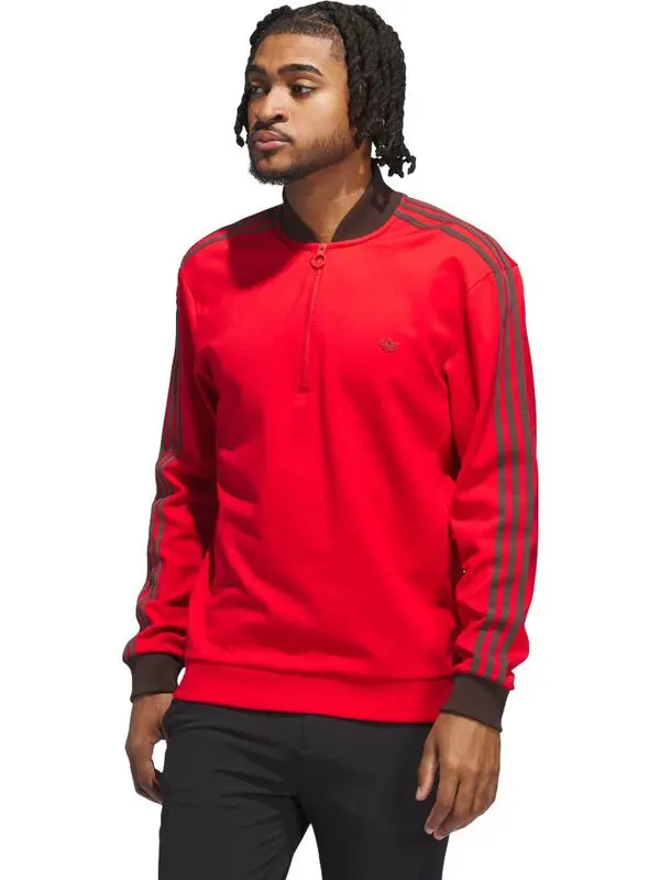 Adidas Originals 3-stripes 1/4 Zip Sweatshirt - Better Scarlet