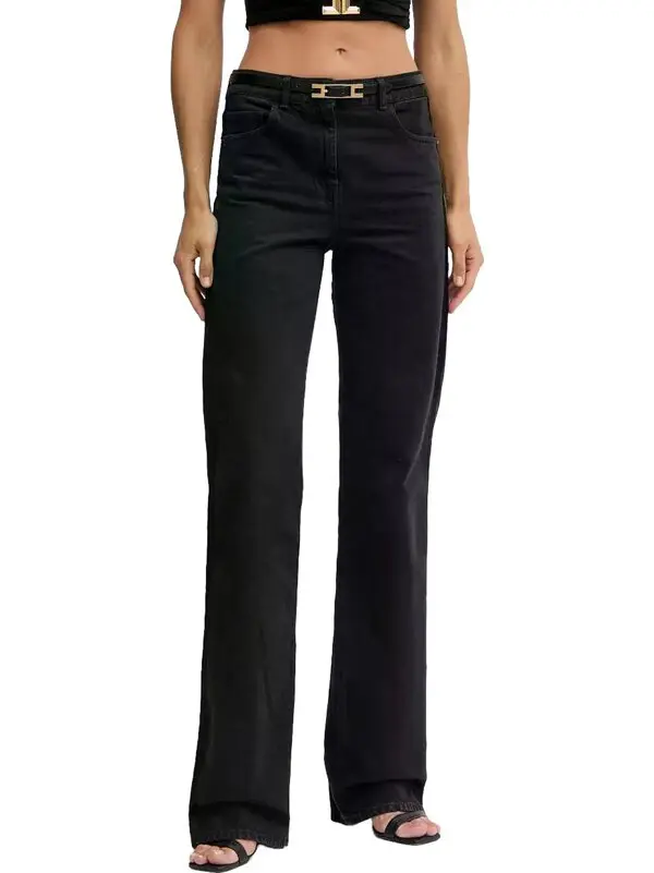 Elisabetta Franchi Belted Cotton Jeans - Black