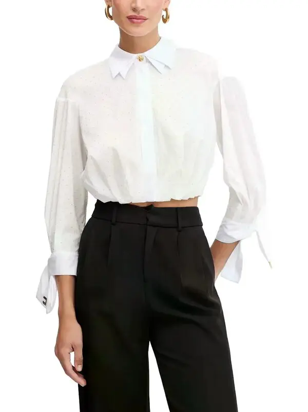 Elisabetta Franchi Embellished Tie-cuff Blouse - White