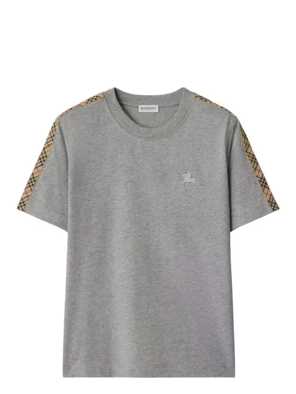 Burberry Check-trimmed Cotton T-shirt - Grey