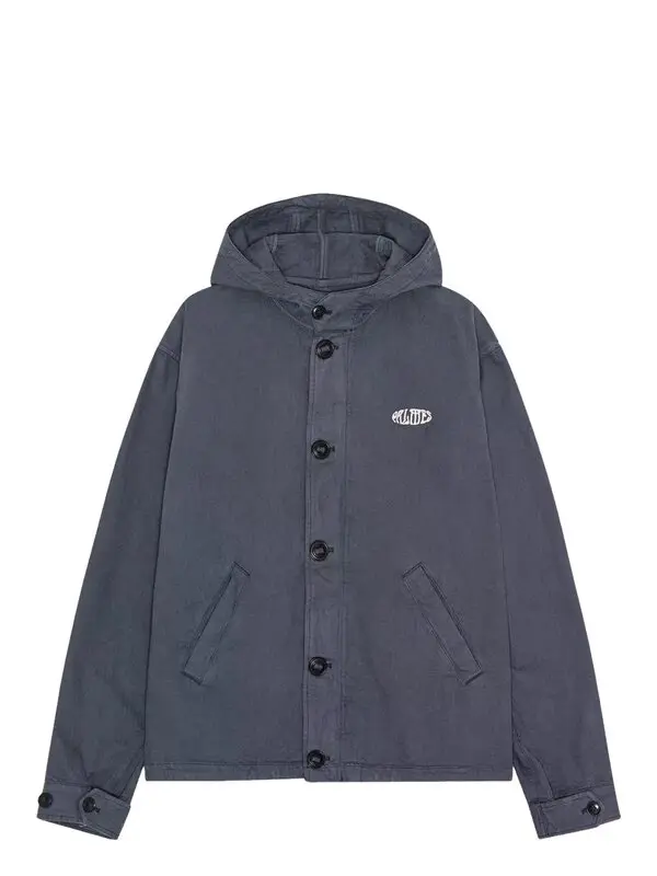 PALMES Herringbone Hooded Jacket - Blue