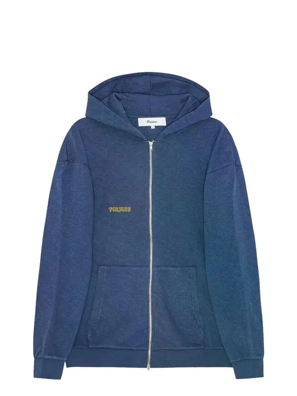PALMES Waffle-texture Zip Hoodie - Blue