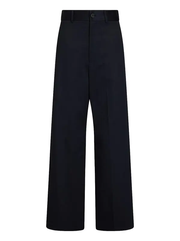 NILI LOTAN Johan Cotton-twill Wide-leg Pants - Navy