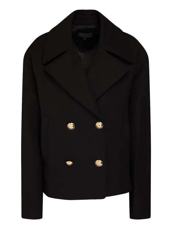 NILI LOTAN Cleophee Double-breasted Cotton-twill Coat - Black