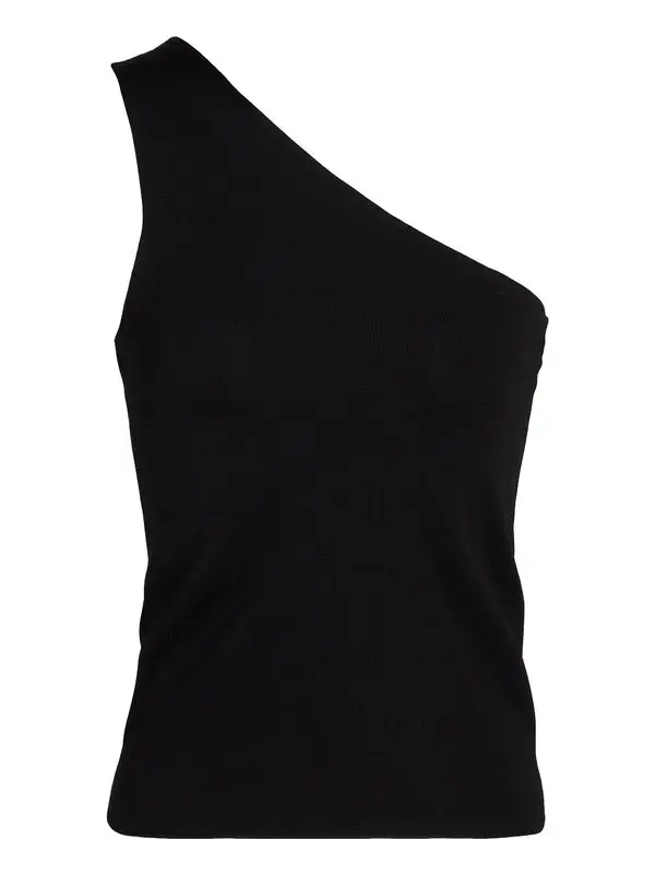 NILI LOTAN Vivianne One-shoulder Knitted Top - Black