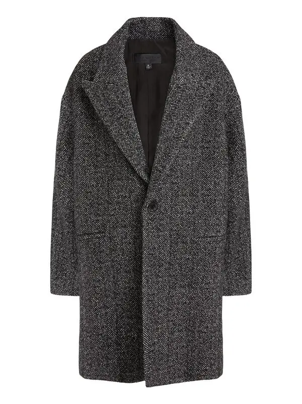NILI LOTAN Vincent Herringbone Wool Coat - Black