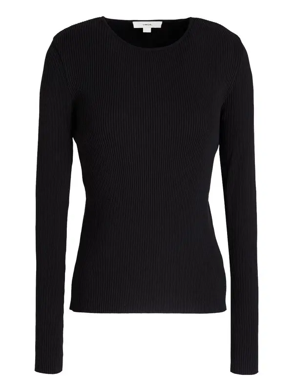 Vince Ribbed Cotton-blend Pullover Sweater - Black
