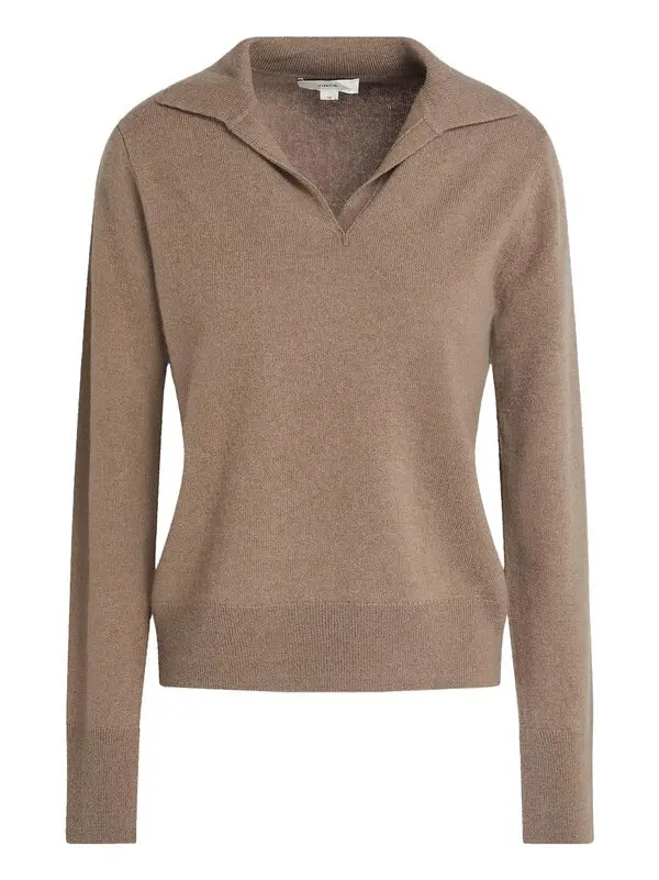 Vince Wool And Cashmere-blend Polo Sweater - Mushroom