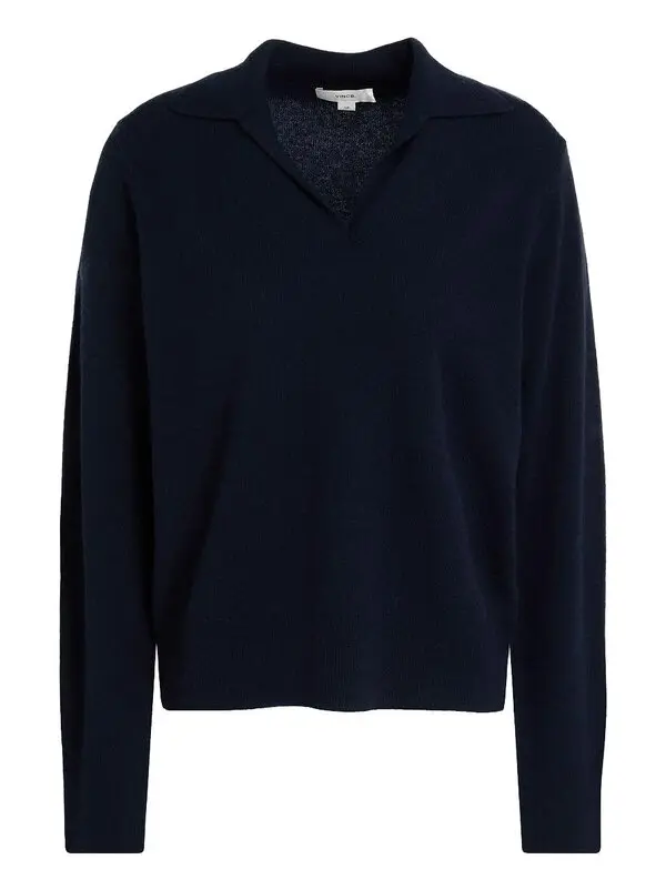 Vince Wool And Cashmere-blend Polo Sweater - Navy