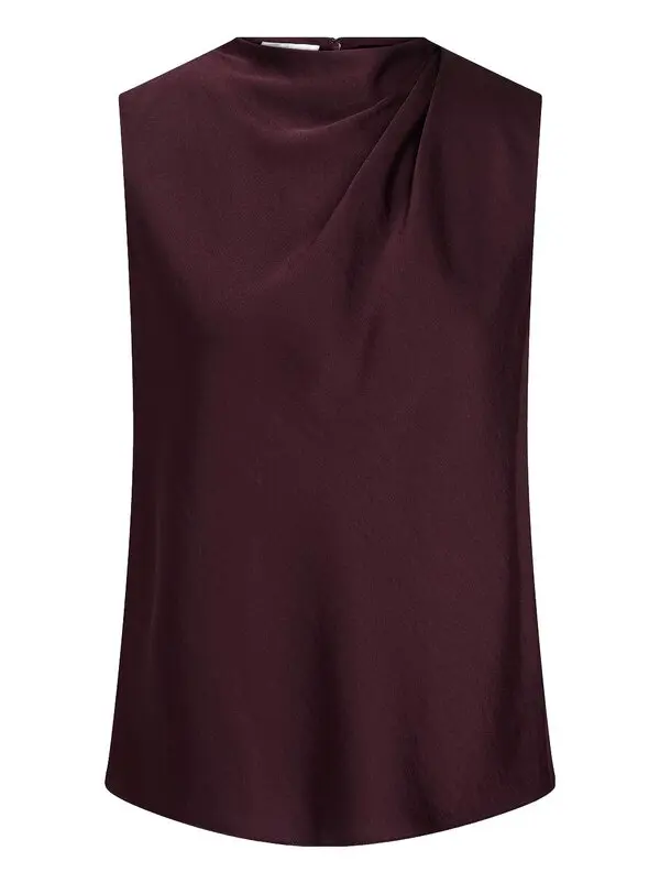 Vince Pleated Satin-crepe Top - Merlot