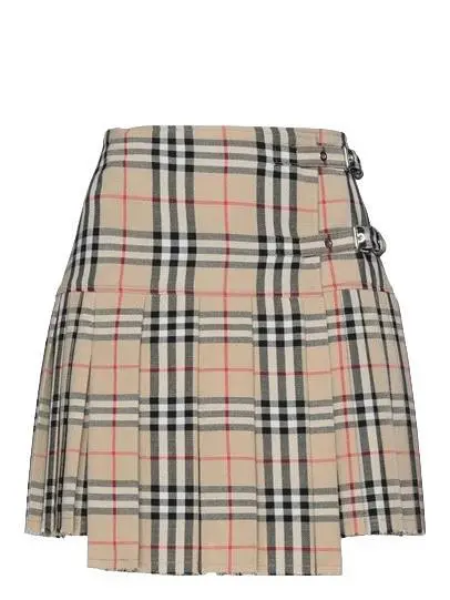 Burberry Wool Mini Wrap Skirt - Beige